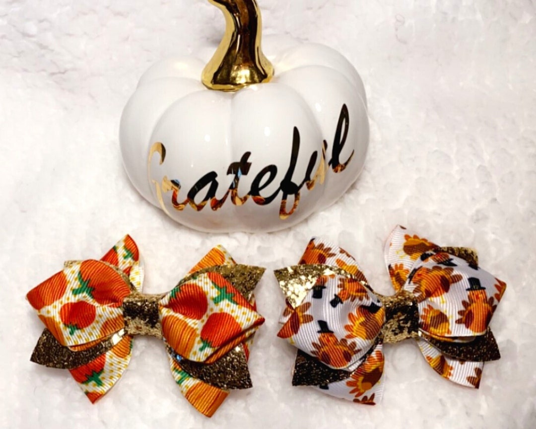 Fall Bows, Thanksgiving Bows, Turkey Bow, Pumpkin Bow, Toddler Bows ...