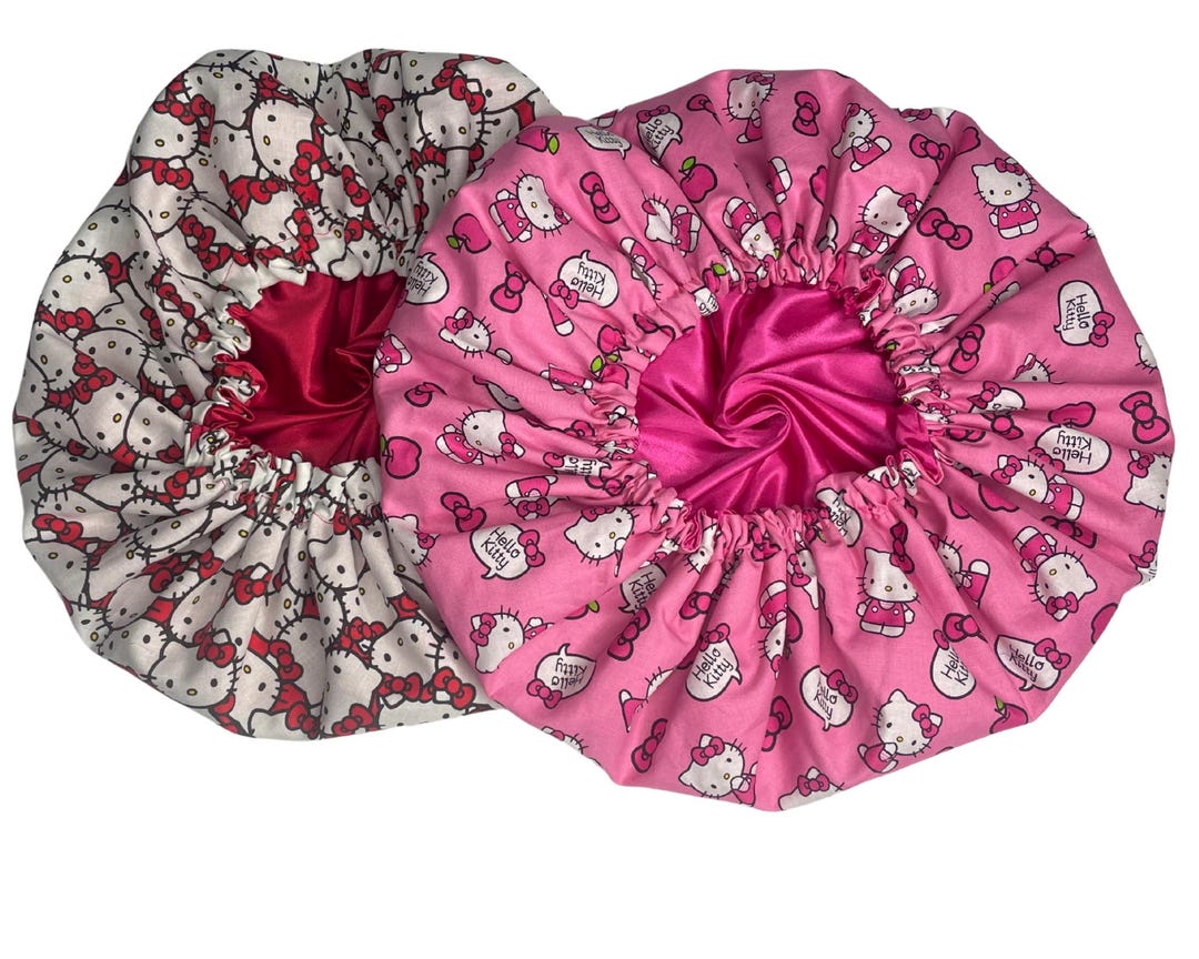Handmade Hello Kitty Satin Bonnet: Protective Hairstyle Sleep Cap - Etsy