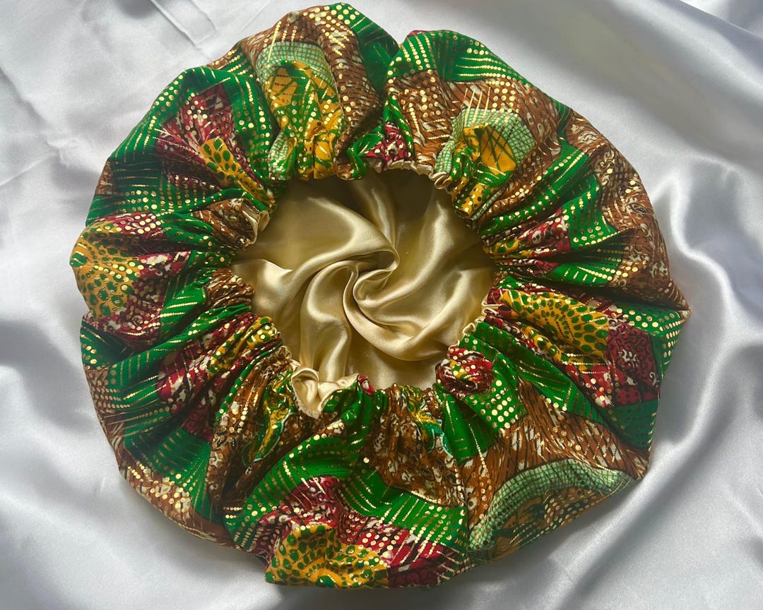 Gold Bonnet, African Print, Satin Lined Bonnet, Protective Style ...