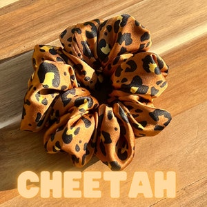 Satin Cheetah Print Scrunchie, Hair Accessories, Leopard Print - Etsy