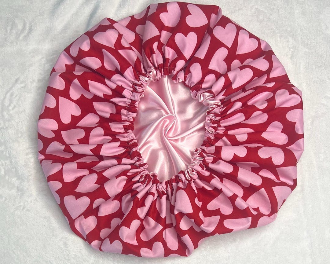 Red and Pink Heart Bonnet, Valentine Bonnet Silk Bonnet, Satin Headband ...