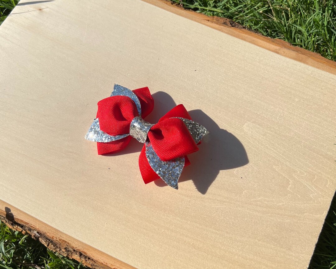 Red Bow, Holiday Bow, Sparkly Bow, Toddler Bow, Little Girls Bow, Big ...