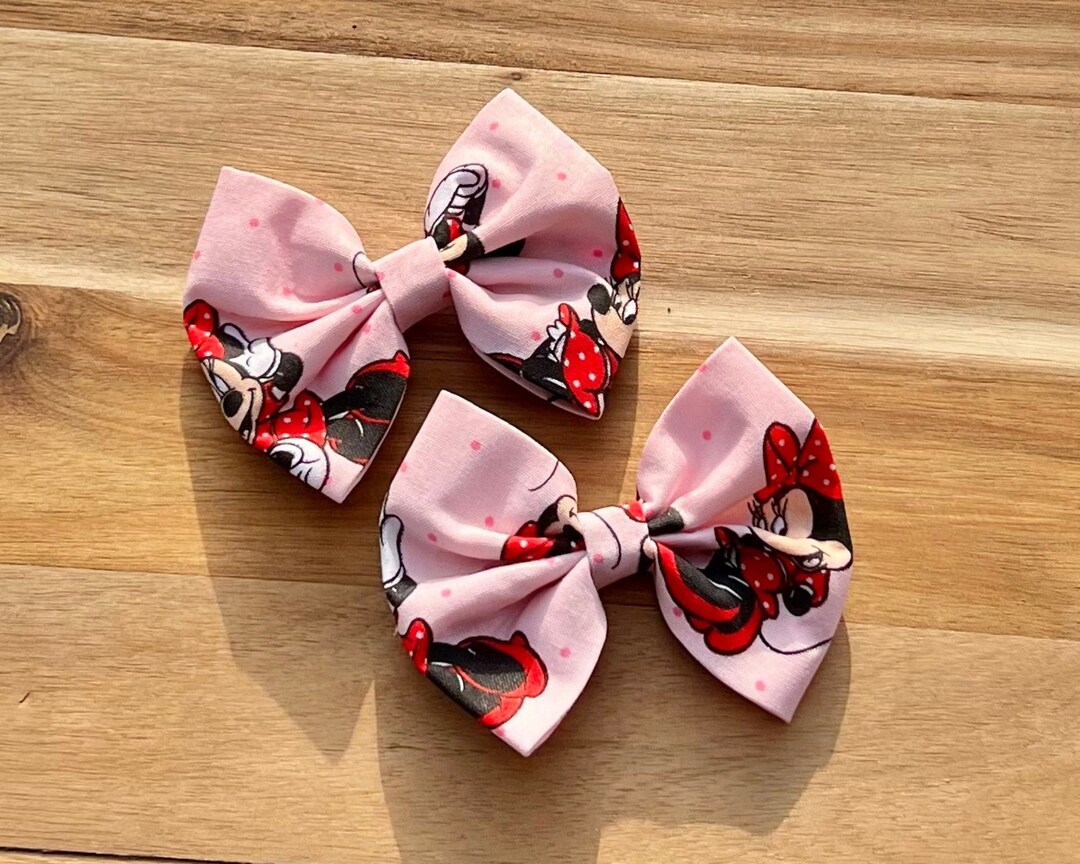 Pink Minnie Mouse Pigtail Bows, Girls Hair Accessories, Hair Clips ...