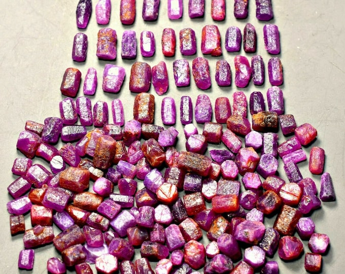 154 Gm Captivating Full Terminated Natural Red Ruby Crystals Rough Lot ...