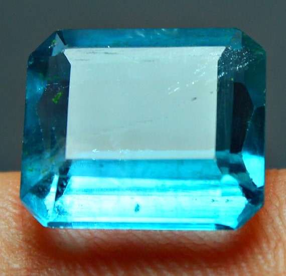 15.50 Eye-clean Rare Indicolite Color Fluorite Emerald Cut - Etsy