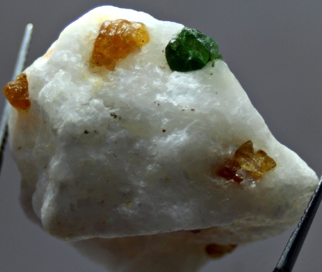 121.0 Ct Rare Hessonite & Green Garnet Crystal in Mother Rock ...