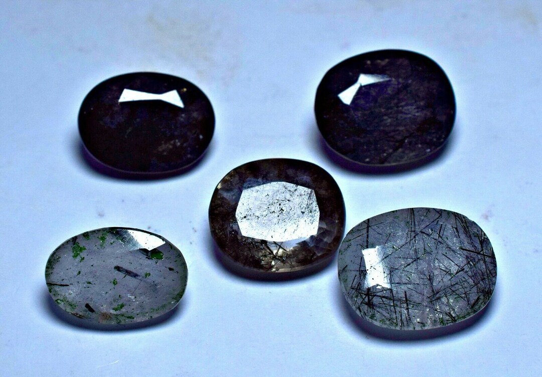 50 CT Spectacular Natural Transparent Rutile Quartz Cut Gemstone Lot ...