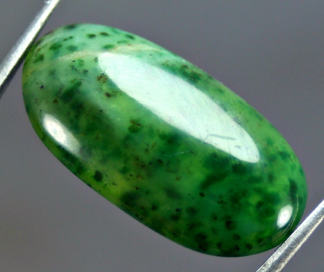 29.0 CT Green Serpentine Cabochon - Black Dotted Inclusions in ...