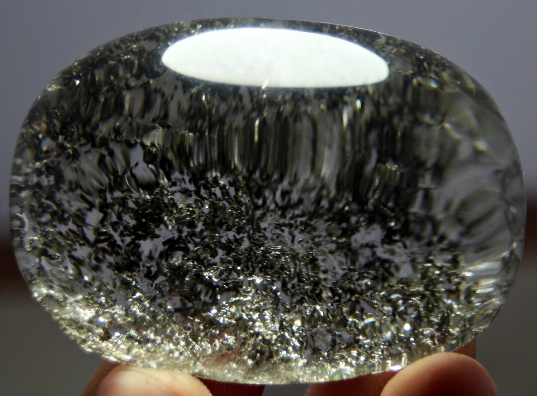 Lodolite Garden Quartz Palm Stone, Rare Scenery Cabochon (89.0 Gm, 56 ...