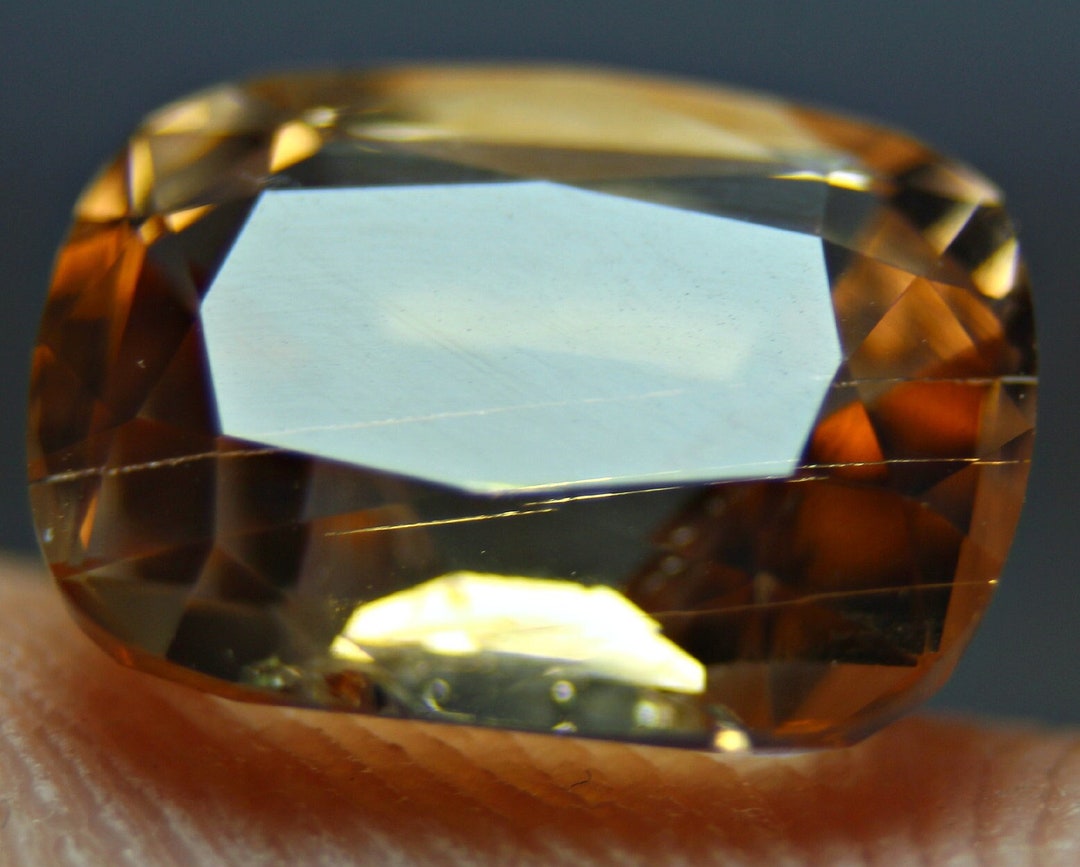 6.50 CT Rare Golden Topaz With Needle Inclusion Cushion Cut Gemstone ...