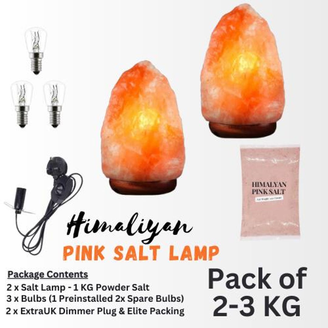 Himalayan Salt Lamp (pack of 2) 2-3 Kg Genuine Crystal Rock Salt Lamp ...