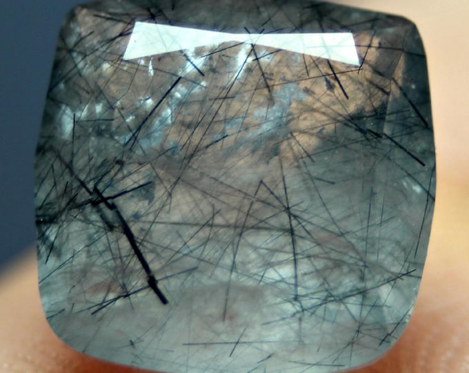 Eye-catching Blue Rutilated Quartz Cushion Cut Gemstone - AAA Grade ...
