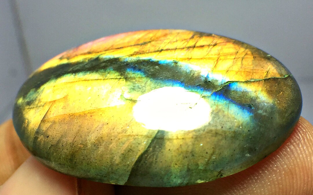 38.0 CT Rainbow Labradorite Cabochon: Cat's Eye Gemstone for Pendants ...