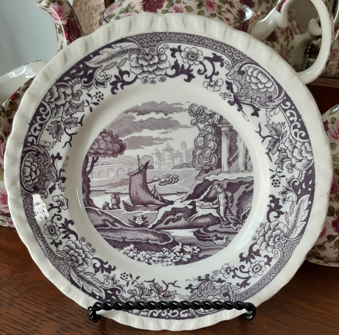 Booths Ceylon Ivory Pattern Purple Scenery Embossed Bread or Dessert ...