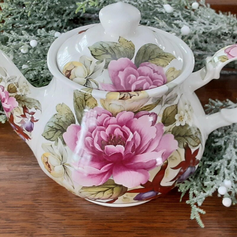 Floral Design Teapot - Etsy