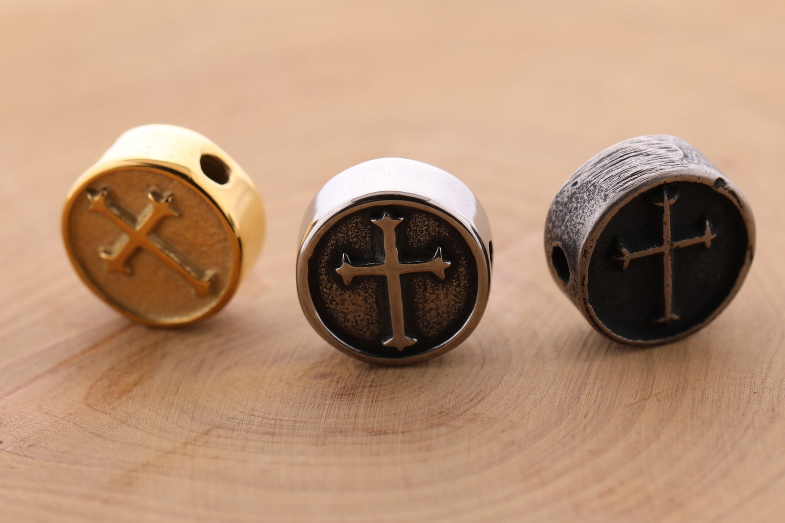 Stainless Steel Pill Beads With Cross Pattern for Jewelry - Etsy