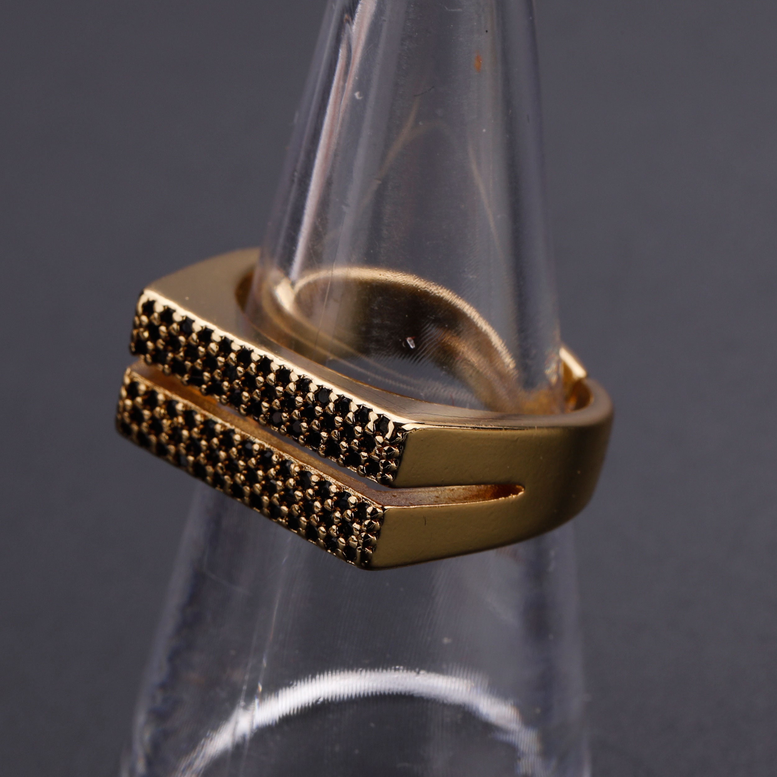 CZ Micro Pave Adjustable Gold Band Ring Fashion Ring Jewelry | Etsy