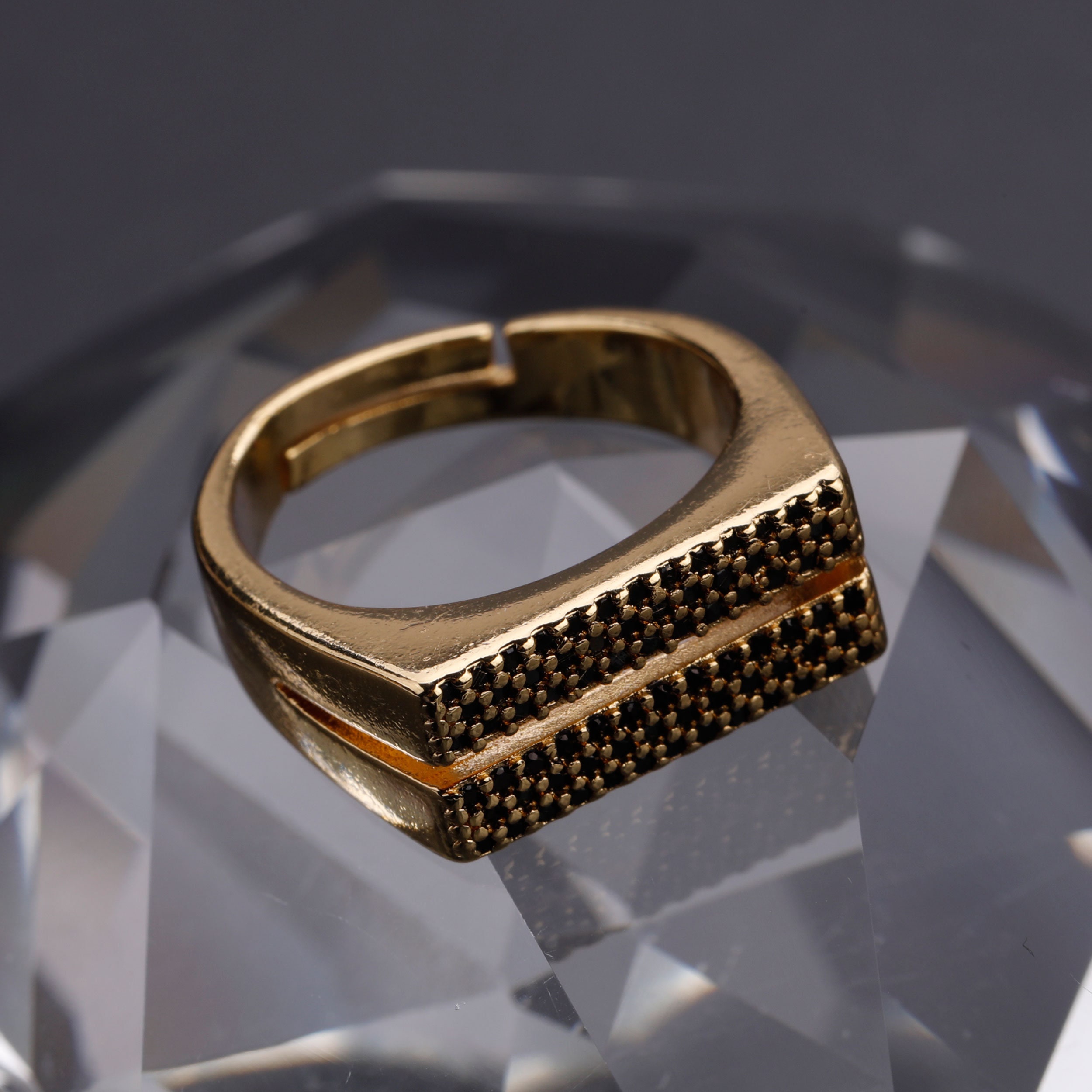 CZ Micro Pave Adjustable Gold Band Ring Fashion Ring Jewelry | Etsy