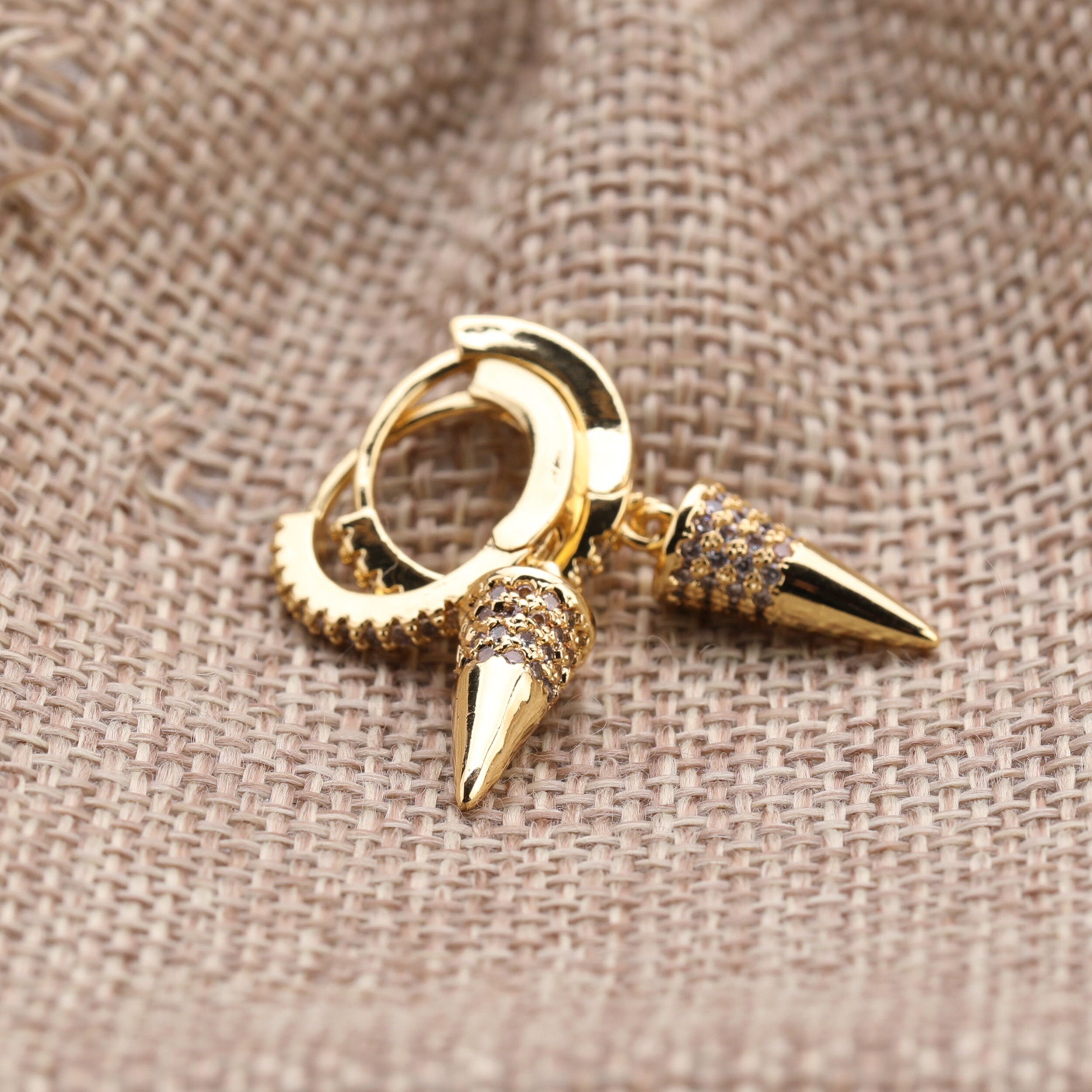 Cone Shape Hoops Handmade CZ Micro Pave Fashion Unique | Etsy