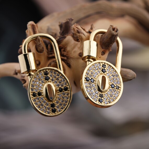 CZ Gold Micro Pave oshape Lock Clasp Carabiner | Etsy