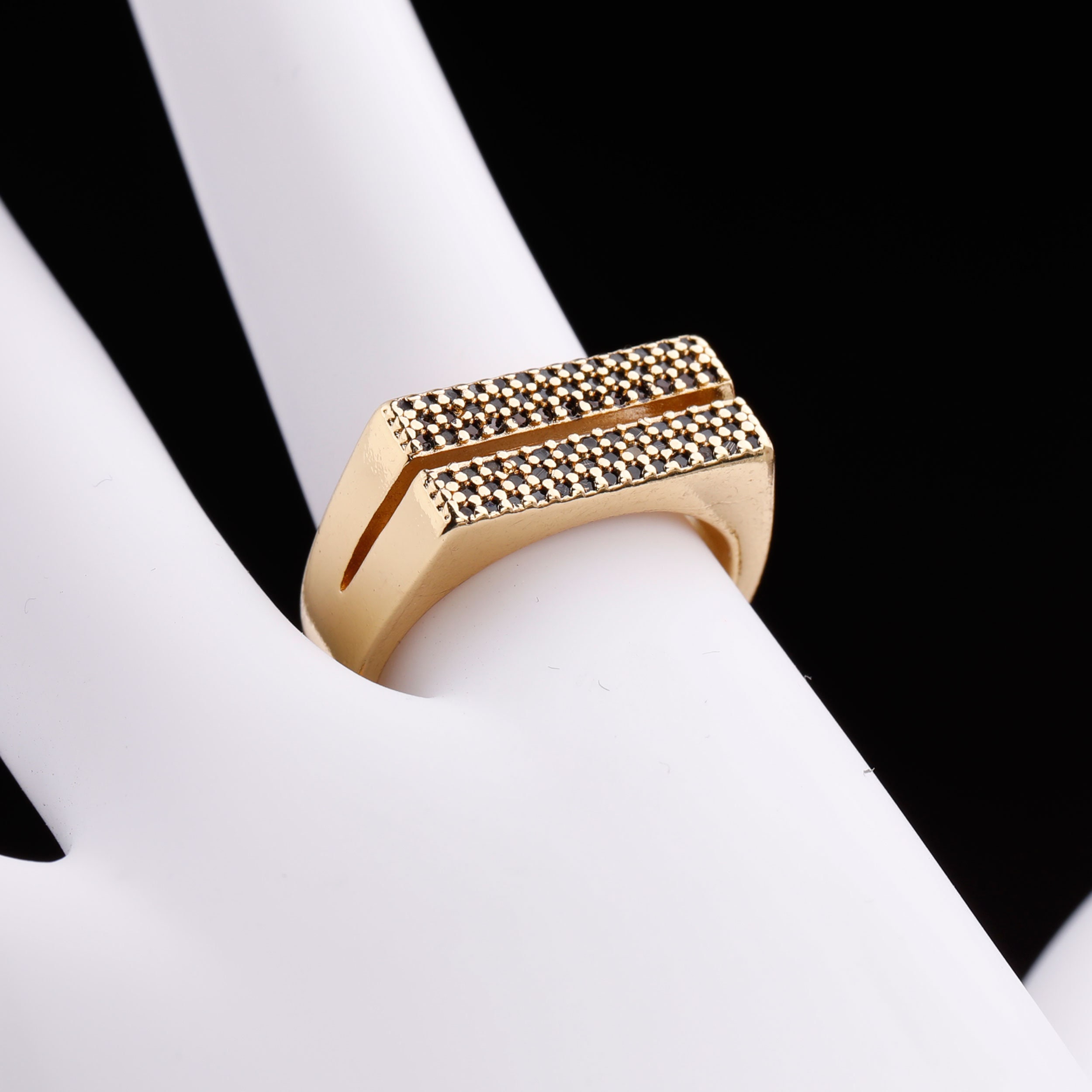 CZ Micro Pave Adjustable Gold Band Ring Fashion Ring Jewelry | Etsy