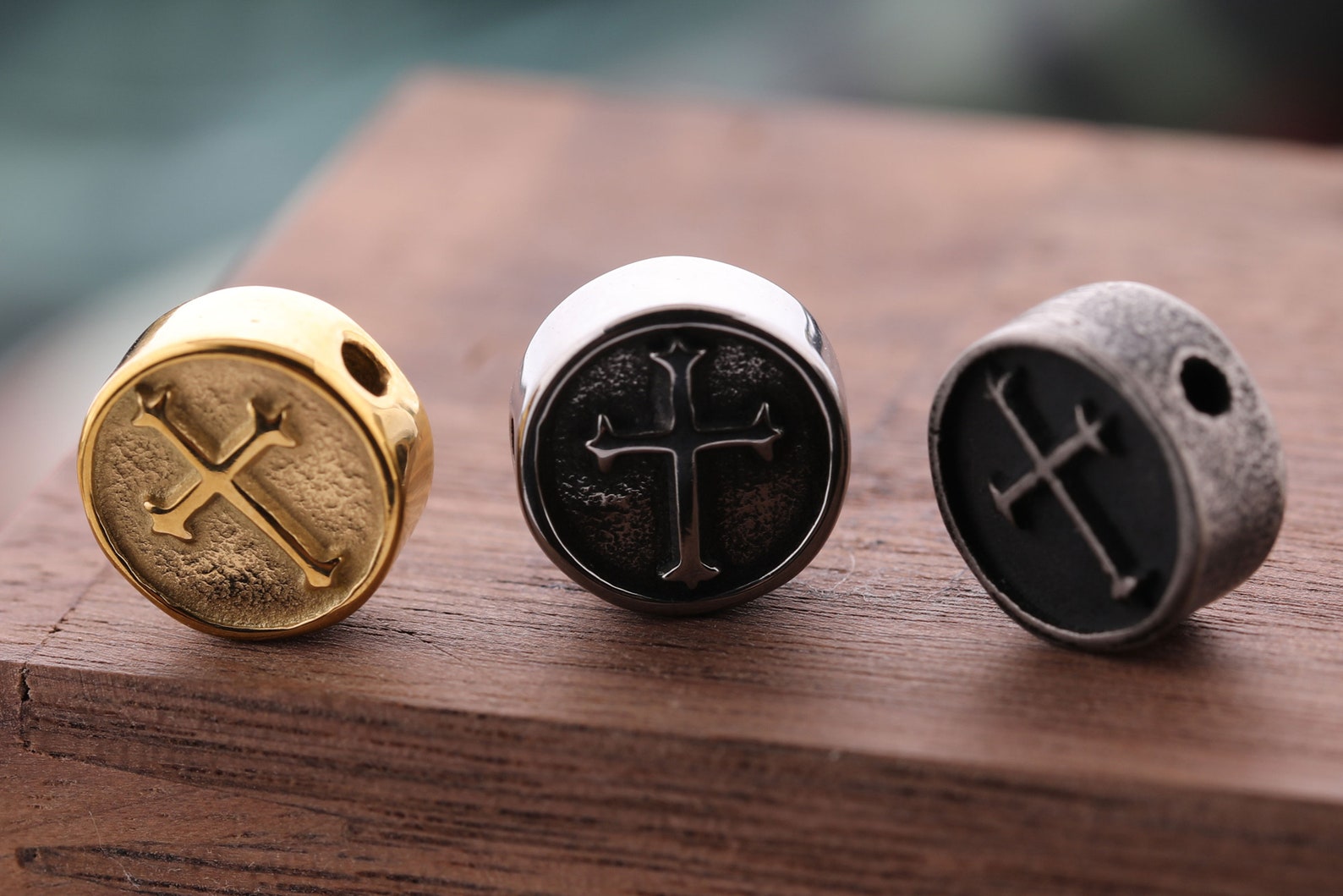 Stainless Steel Pill Beads With Cross Pattern for Jewelry - Etsy