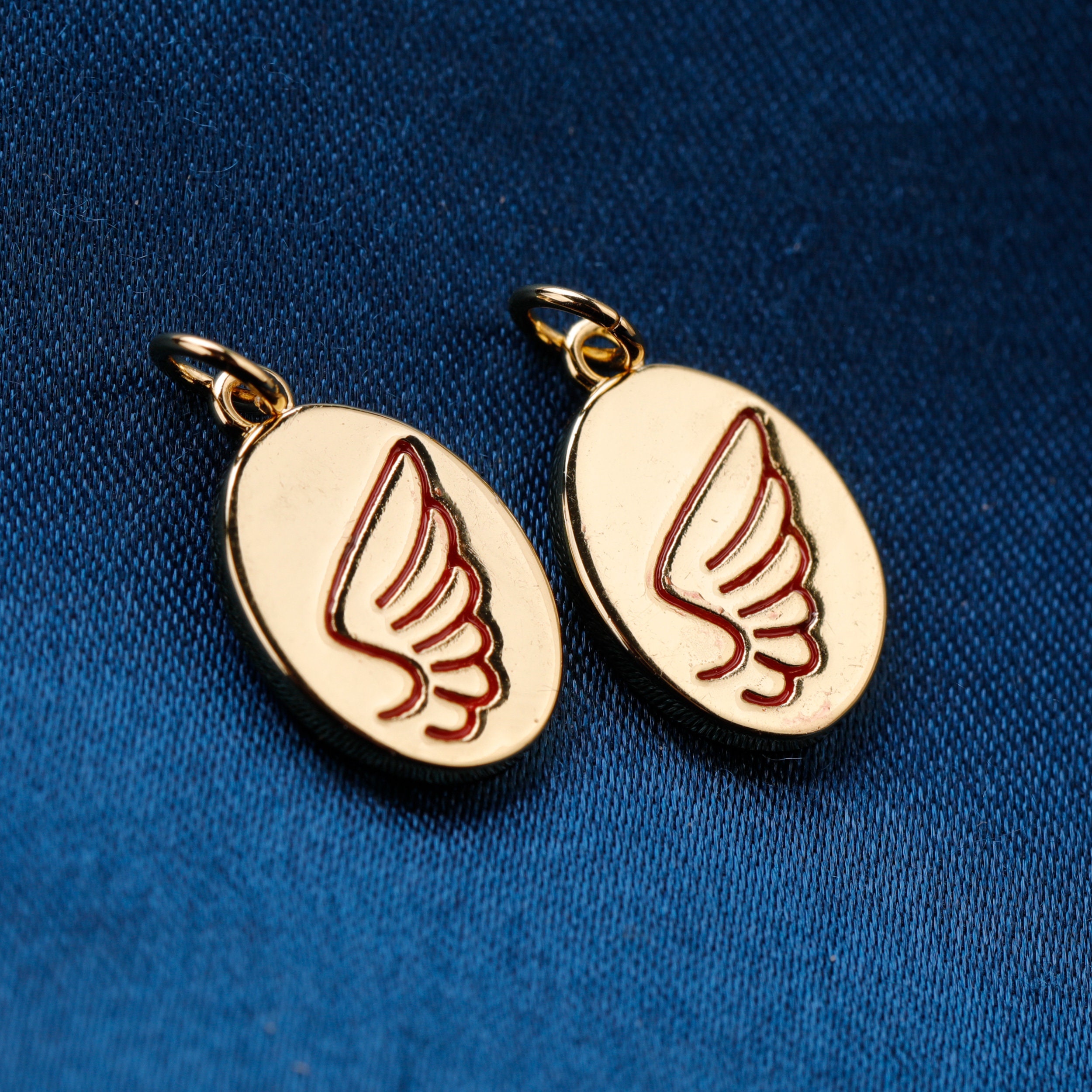 Brass Oval Shaped Small Enamel Angel Wing Charm Gold Angel | Etsy