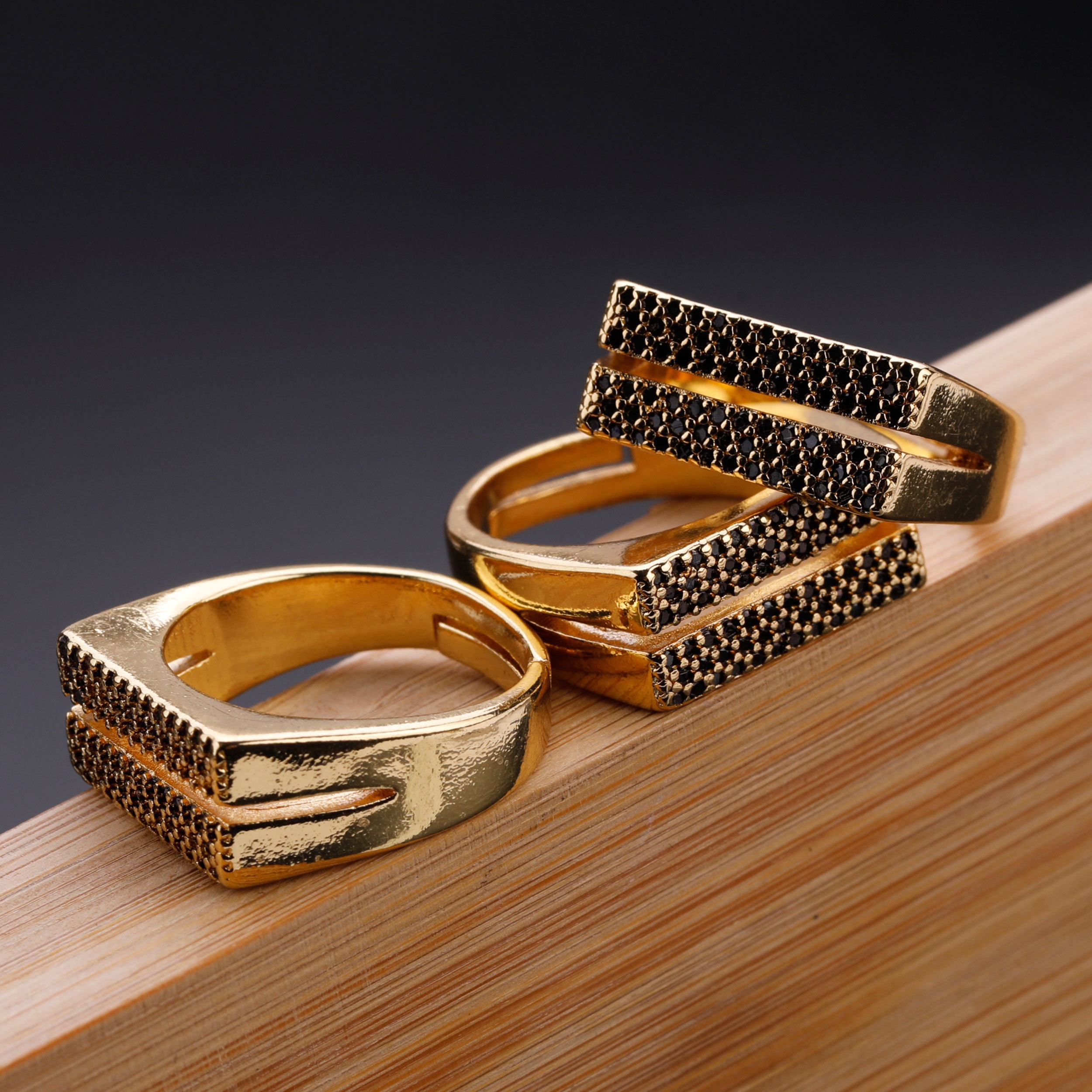 CZ Micro Pave Adjustable Gold Band Ring Fashion Ring Jewelry | Etsy