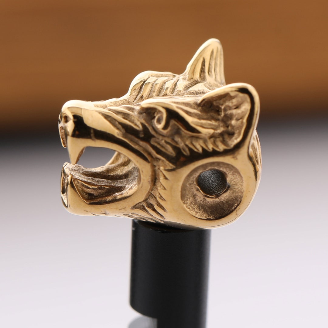 Gold Handmade 304L Wolf Head Beads - Etsy