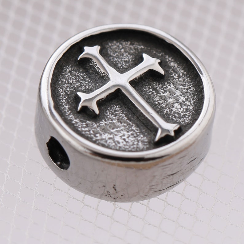 Stainless Steel Pill Beads With Cross Pattern for Jewelry - Etsy