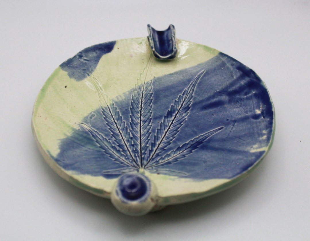 Blue and Green Pot Leaf Ash Tray - Etsy