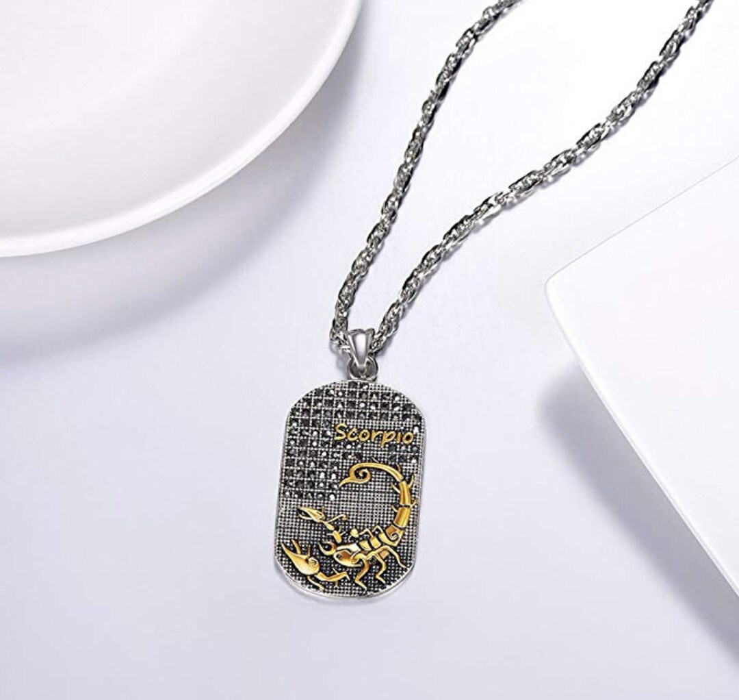 Mens Scorpio Zodiac 3D Astrology Sign Dog Tag Necklaces Unique ...