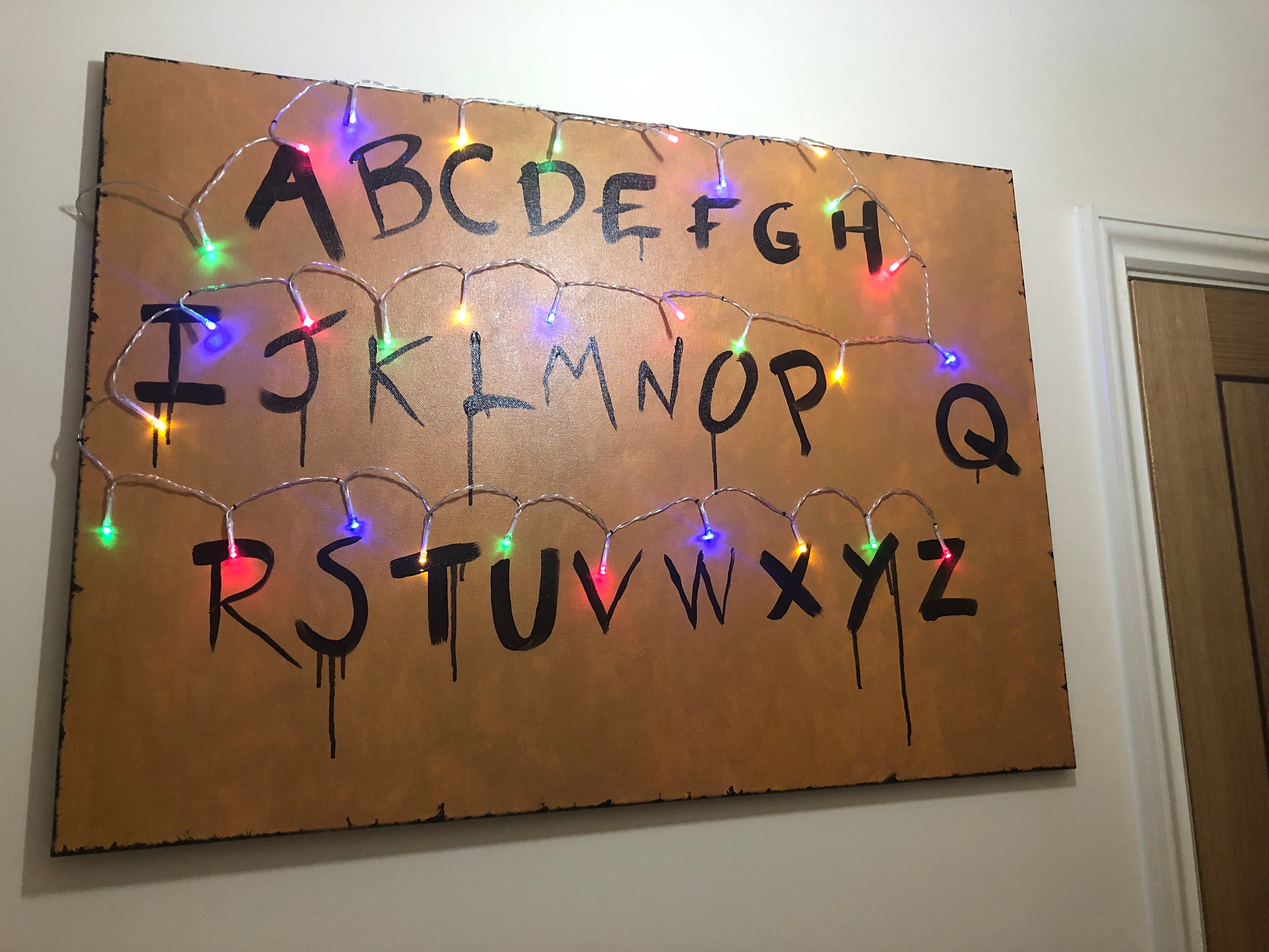 Stranger Things Alphabet Light Wall Inspired Canvas Art With - Etsy