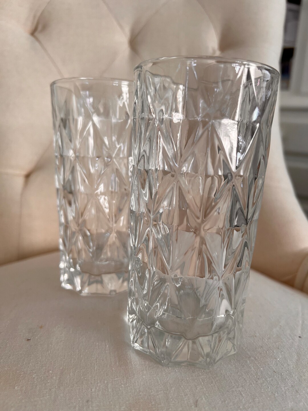 Crystal Diamond Cut Glassware, Set of 2 - Etsy