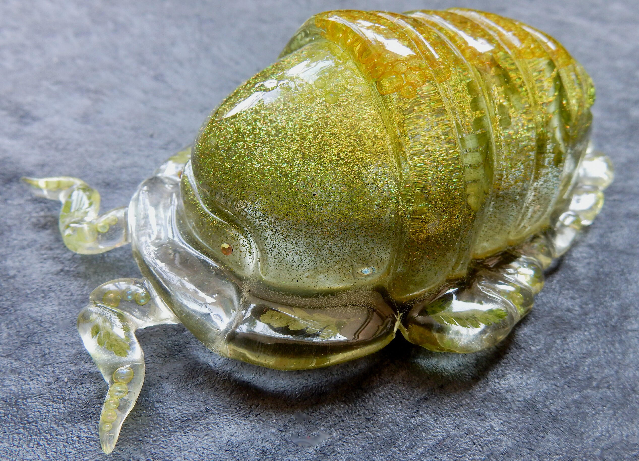 Green Isopod Statue Figurine, Pill Bug Art, Isopod Art, Sculpture, Roly ...