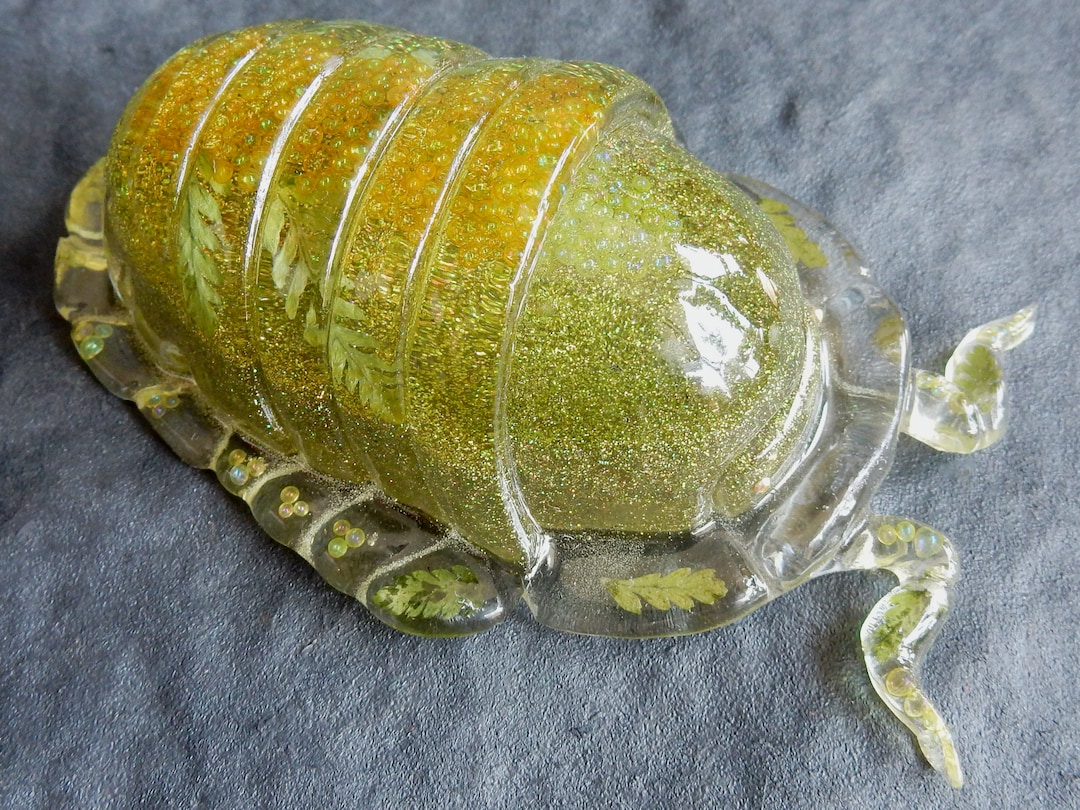 Green Isopod Statue Figurine, Pill Bug Art, Isopod Art, Sculpture, Roly ...