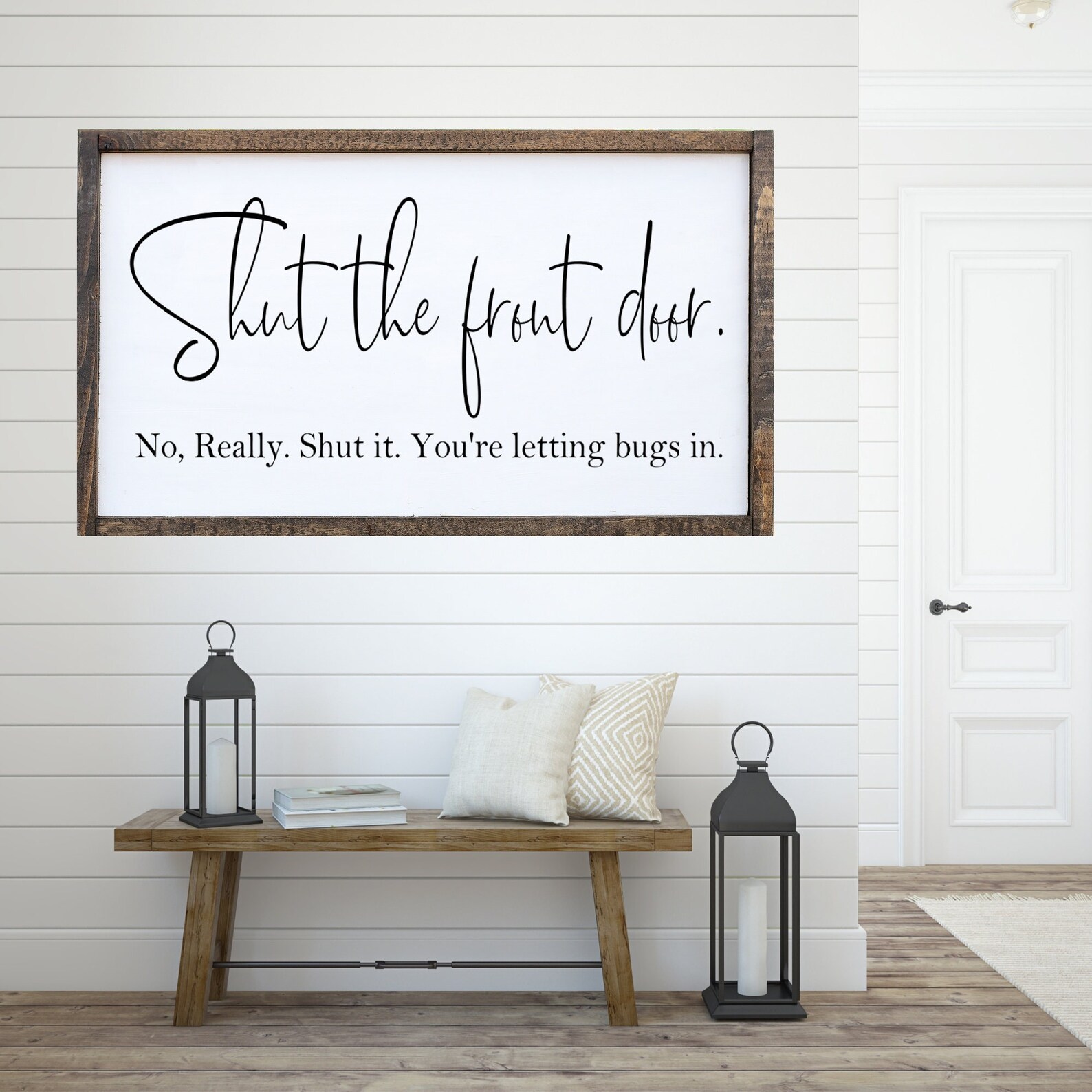 Shut the Front Door Sign Farmhouse Wood Sign Housewarming - Etsy