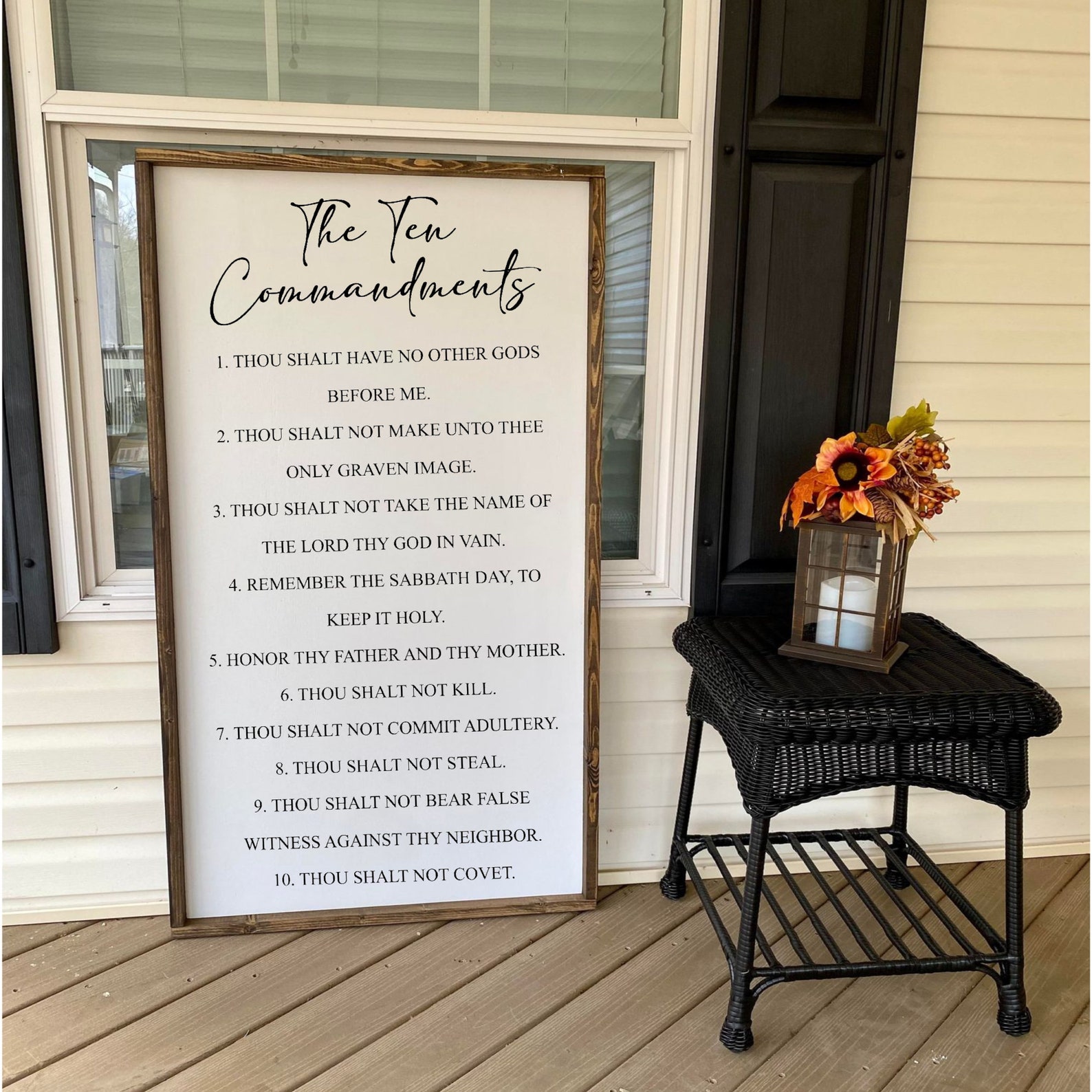 The Ten Commandments Sign Religious Wall Decor Framed Wood - Etsy