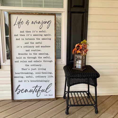 Life is Amazing Wood Framed Sign LR Knost Quote - Etsy