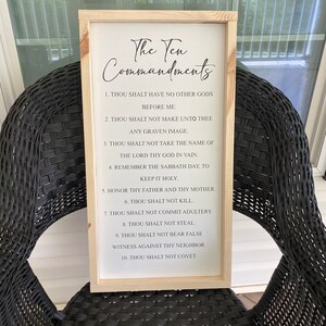 The Ten Commandments Sign, Religious Wall Decor, Framed Wood Sign ...