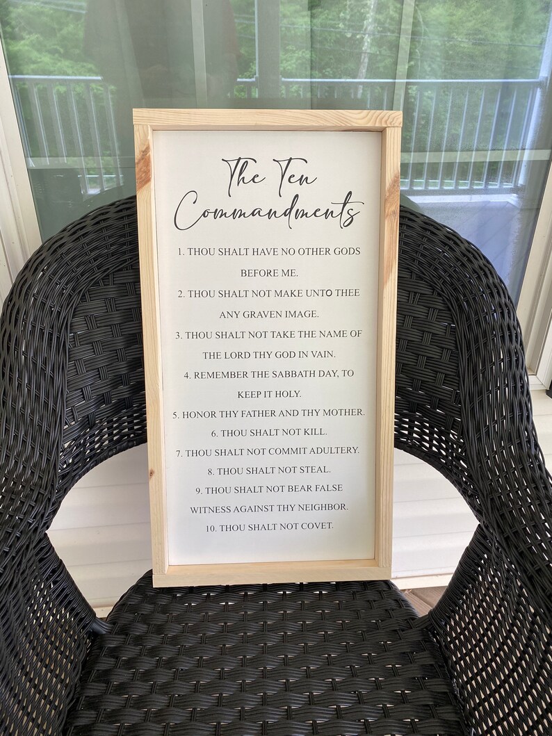 The Ten Commandments Sign Religious Wall Decor Framed Wood - Etsy