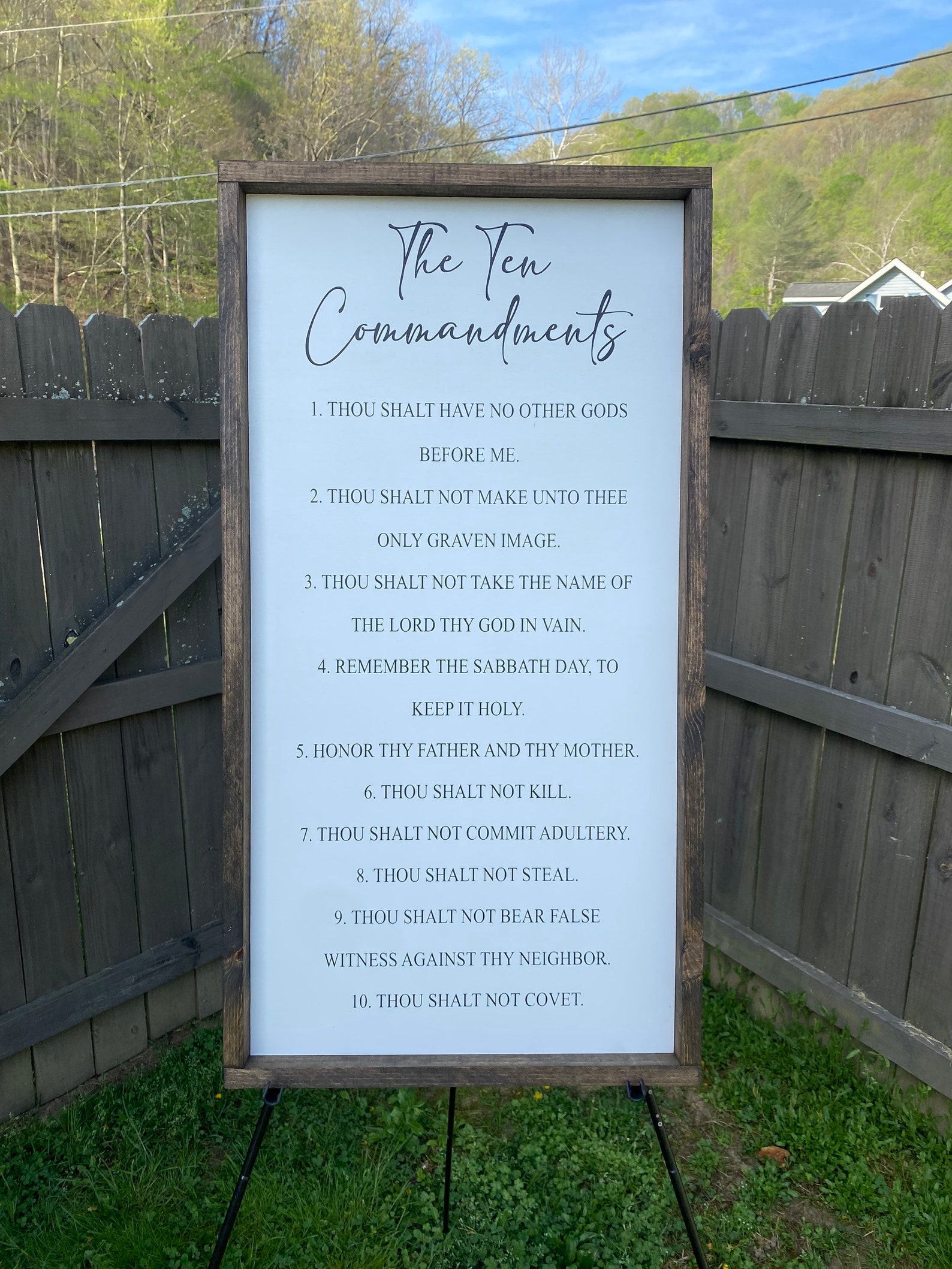 The Ten Commandments Sign Religious Wall Decor Framed Wood - Etsy