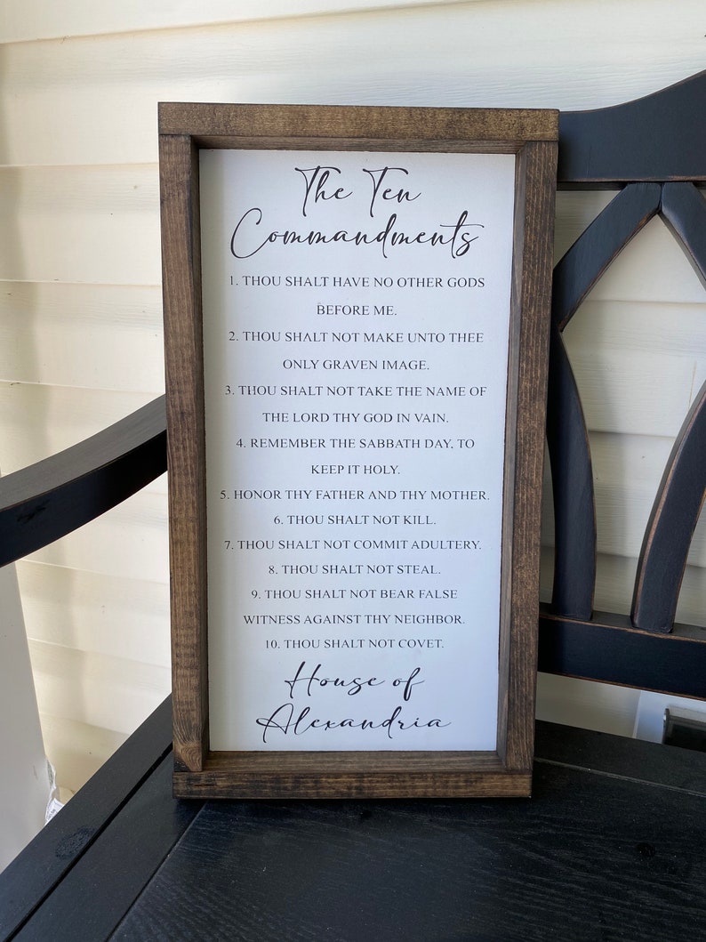 The Ten Commandments Sign Religious Wall Decor Framed Wood - Etsy