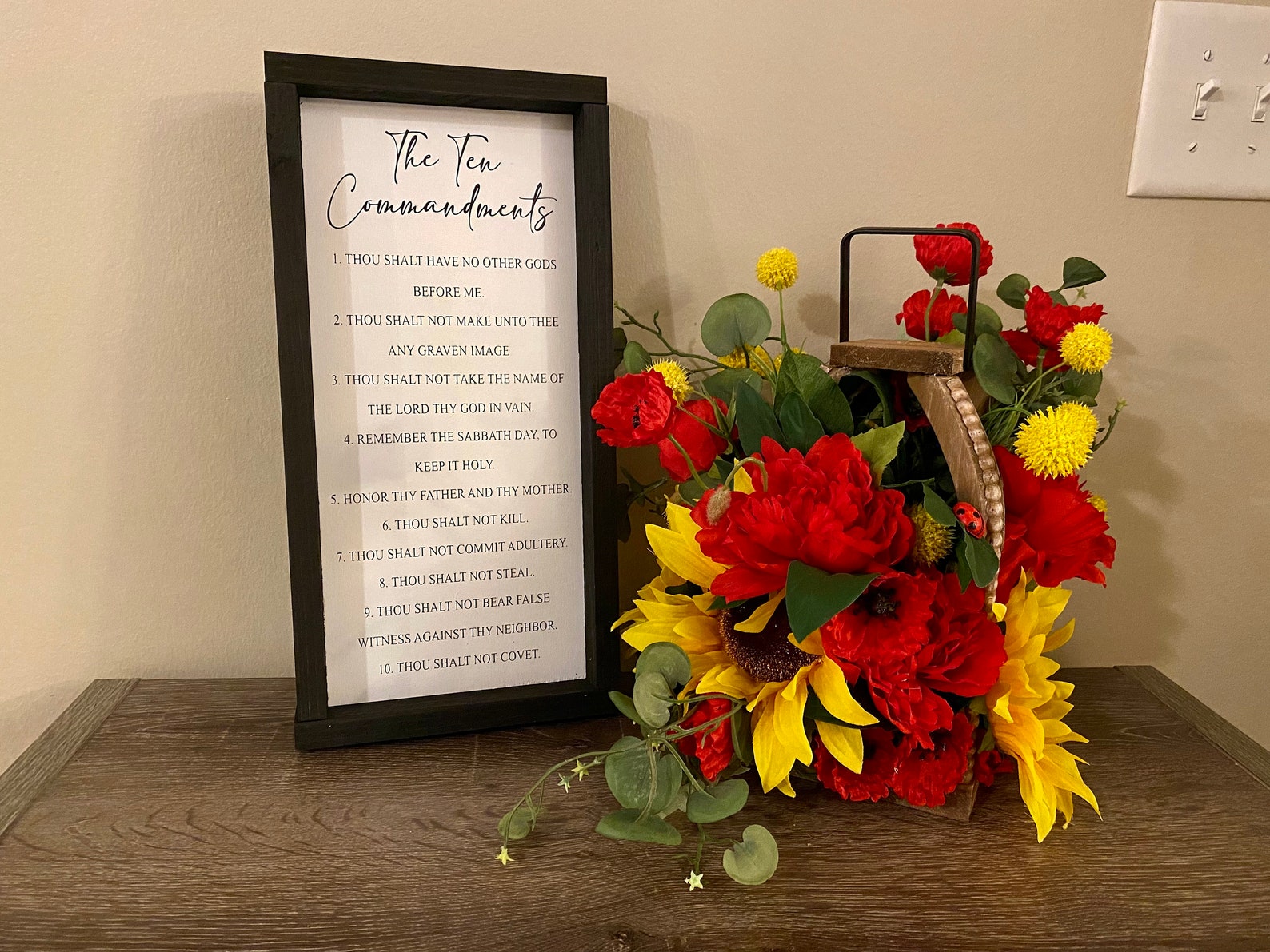 The Ten Commandments Sign Religious Wall Decor Framed Wood - Etsy