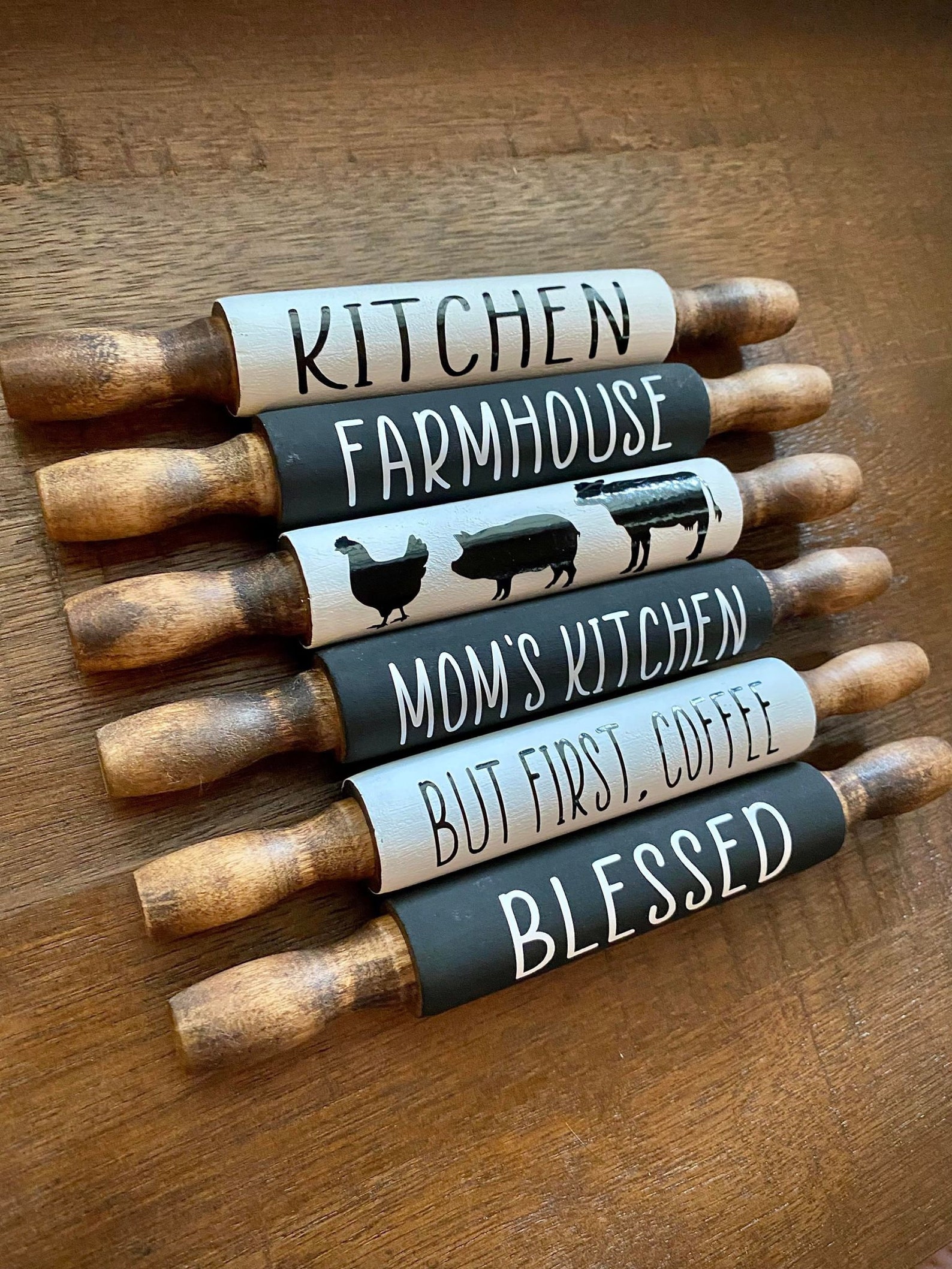 Mini Farmhouse Rolling Pins Farmhouse Tiered Tray Decor Tier - Etsy