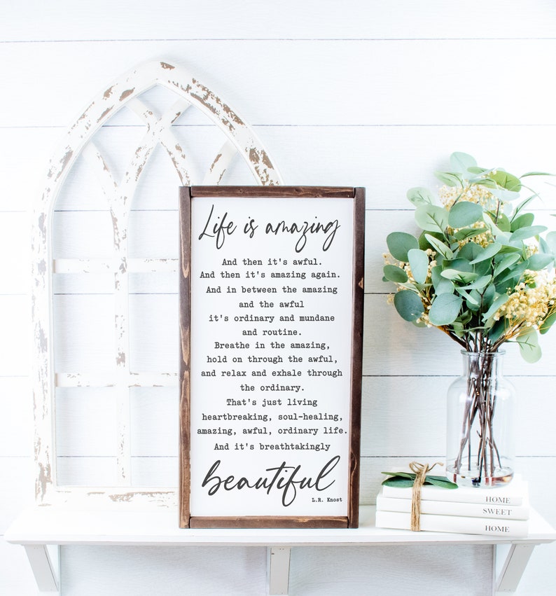 Large Life is Amazing Wood Sign Life is Beautiful Sign LR - Etsy
