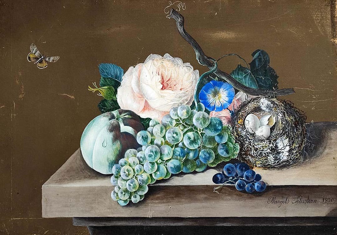 Biedermeier Still Life From 1820, Signed - Etsy