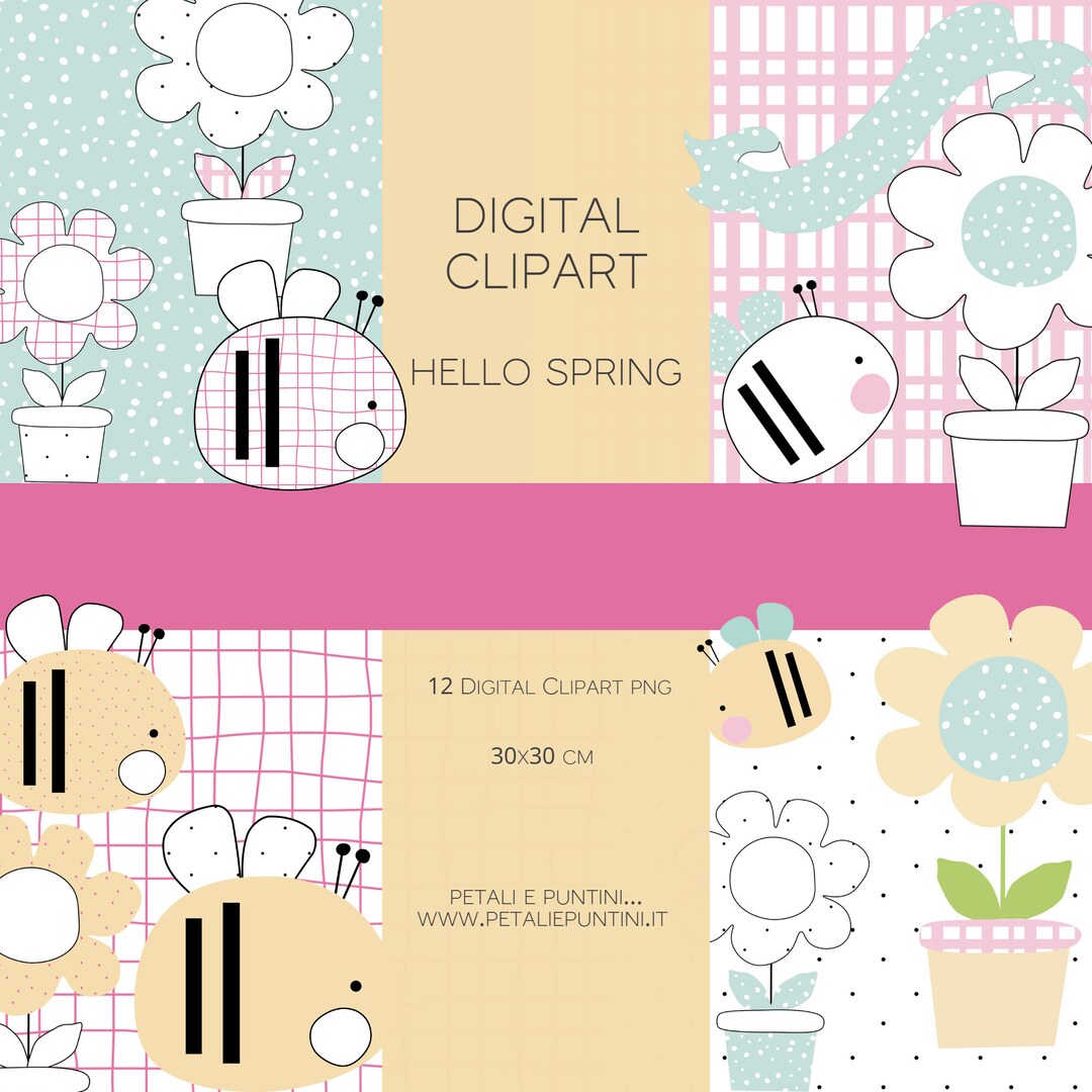 DIGITAL CLIPART: Hello Spring - Etsy