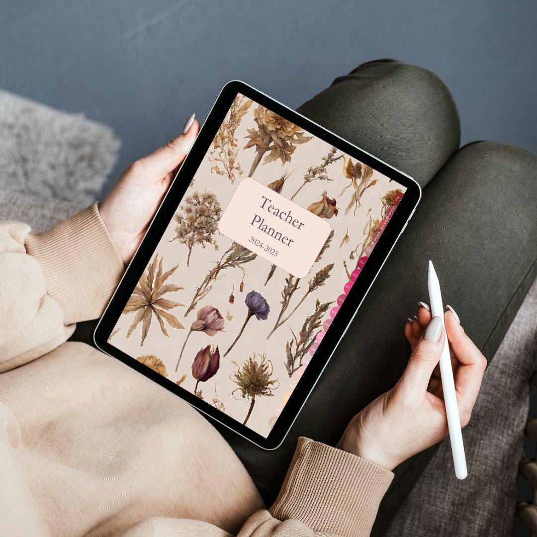 2024/2025 Digital Teacher Planner Wild Flowers, Goodnotes Notability ...