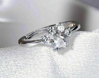 Paw Print Diamond Ring - Etsy